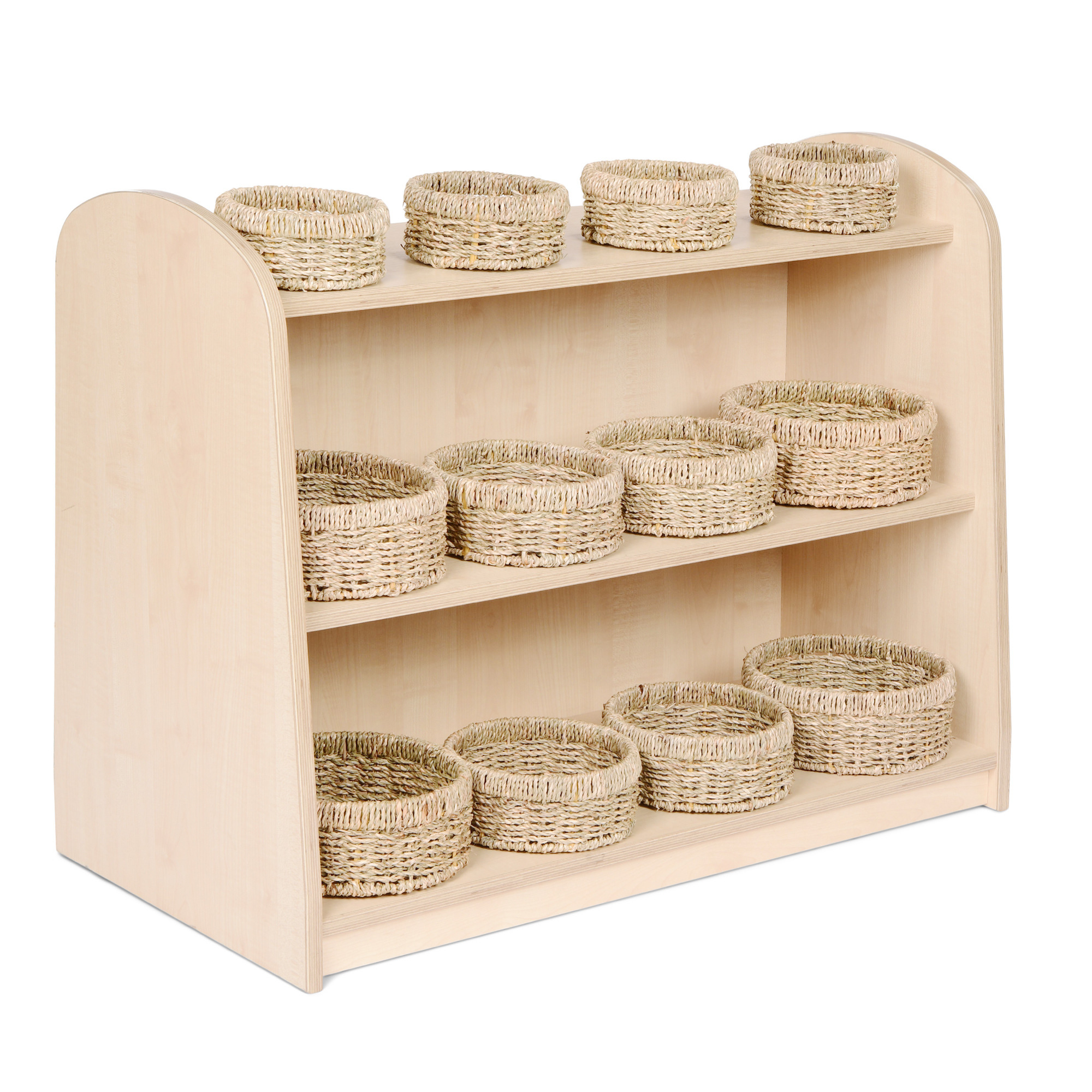 Low Level Unit with Round Seagrass Basket Set