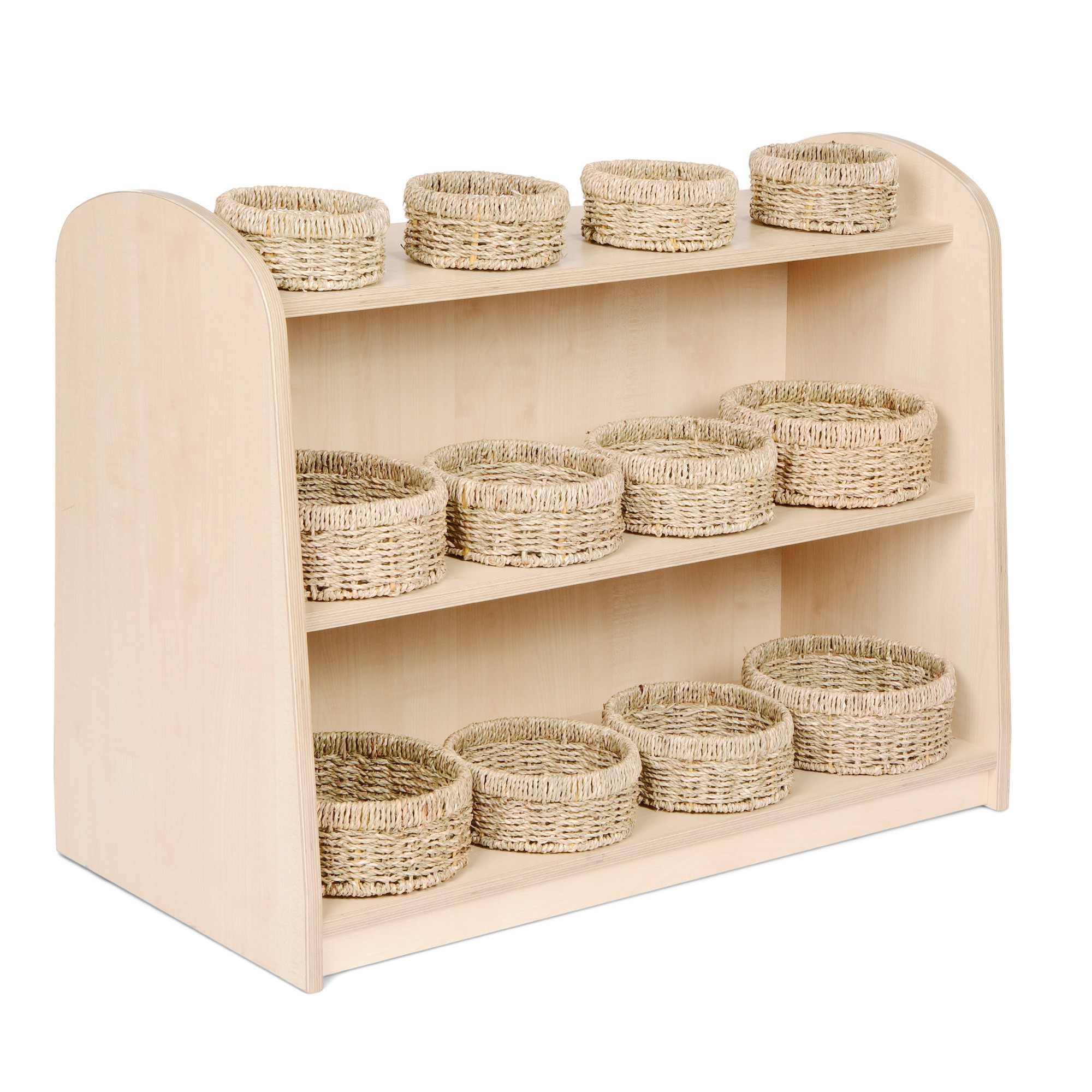 Low Level Unit with Round Seagrass Basket Set