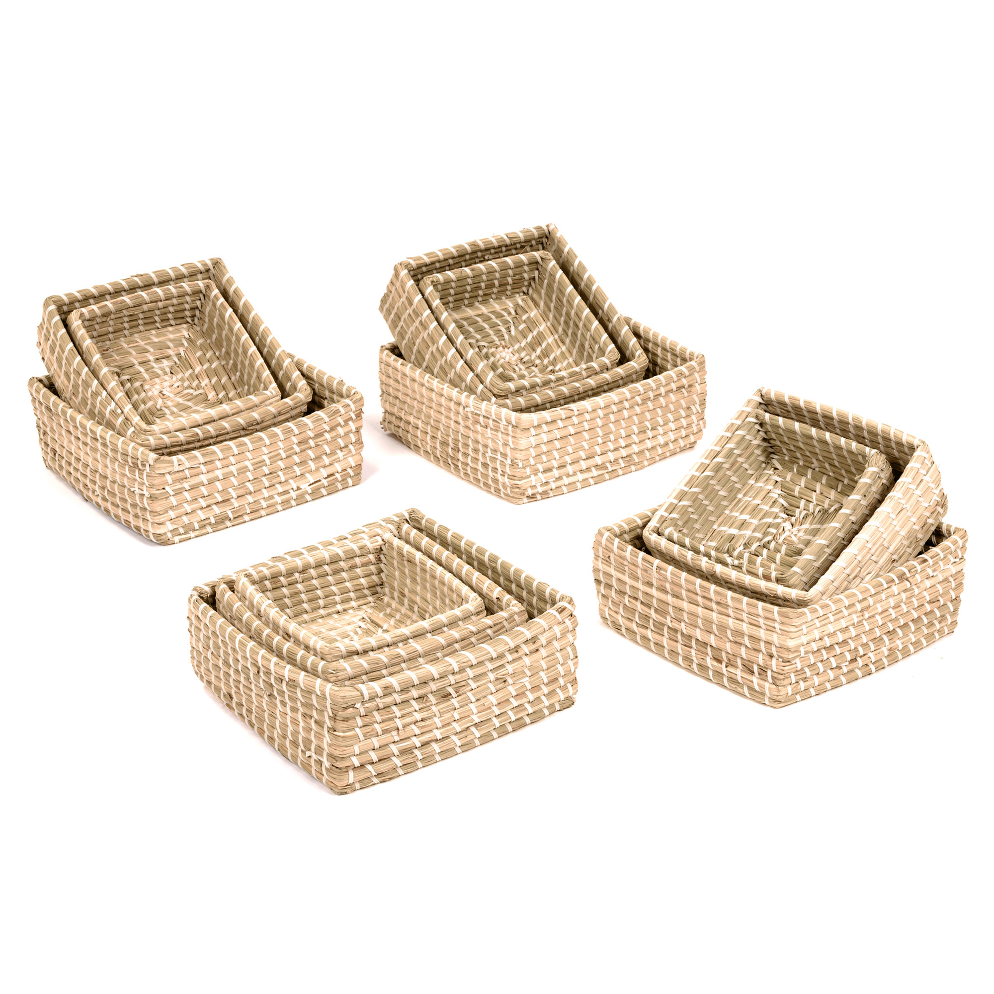 Mid Level Natural Square Basket Set
