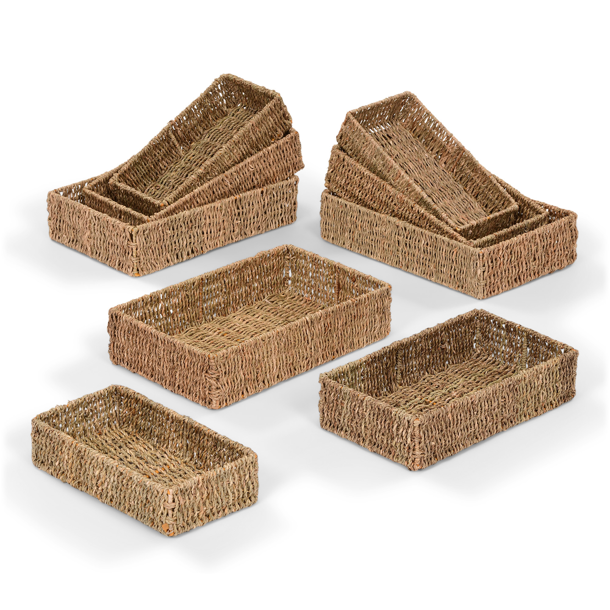 High Level Unit with Shallow Rectangle Seagrass Basket Set