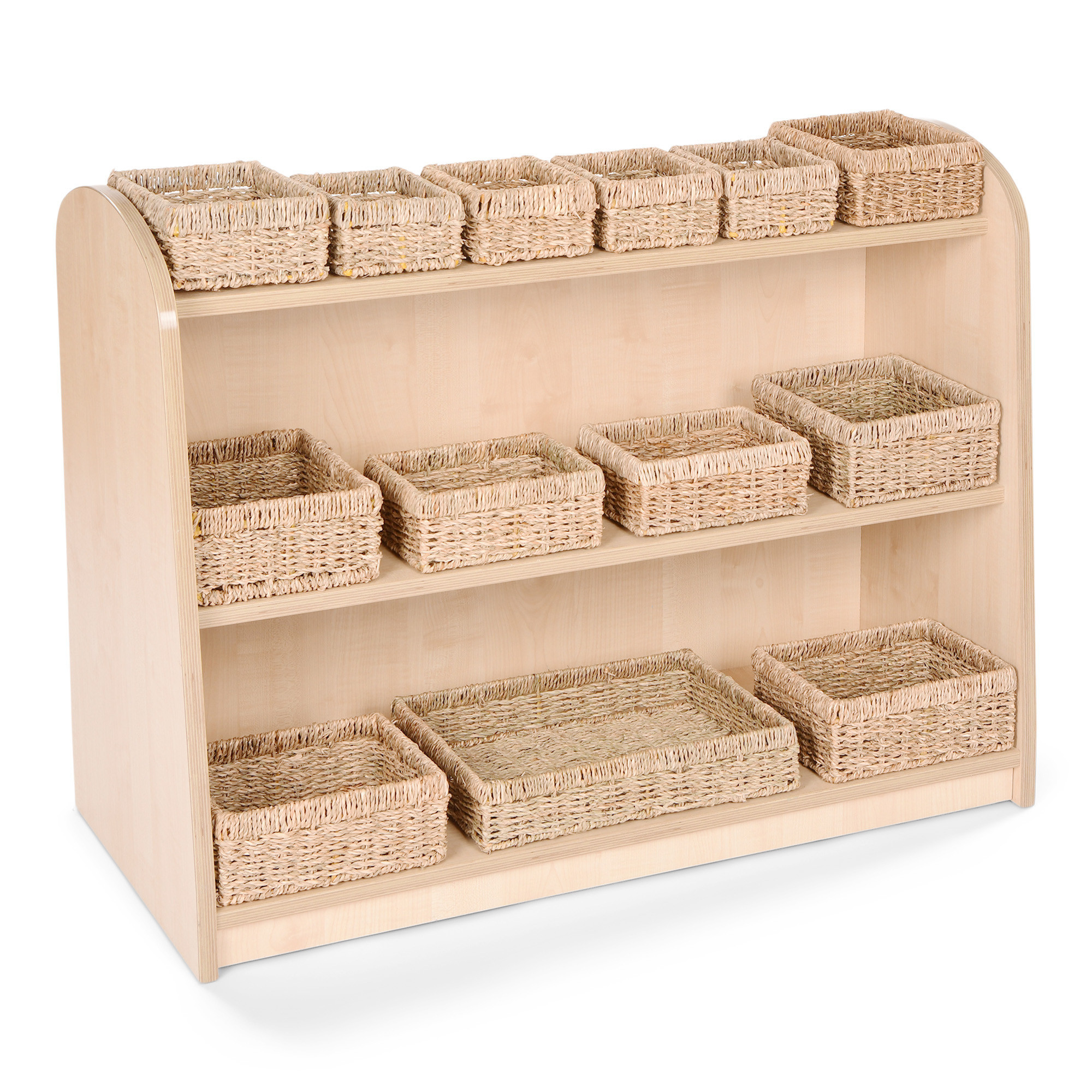 Low Level Unit with Rectangle Seagrass Basket Set
