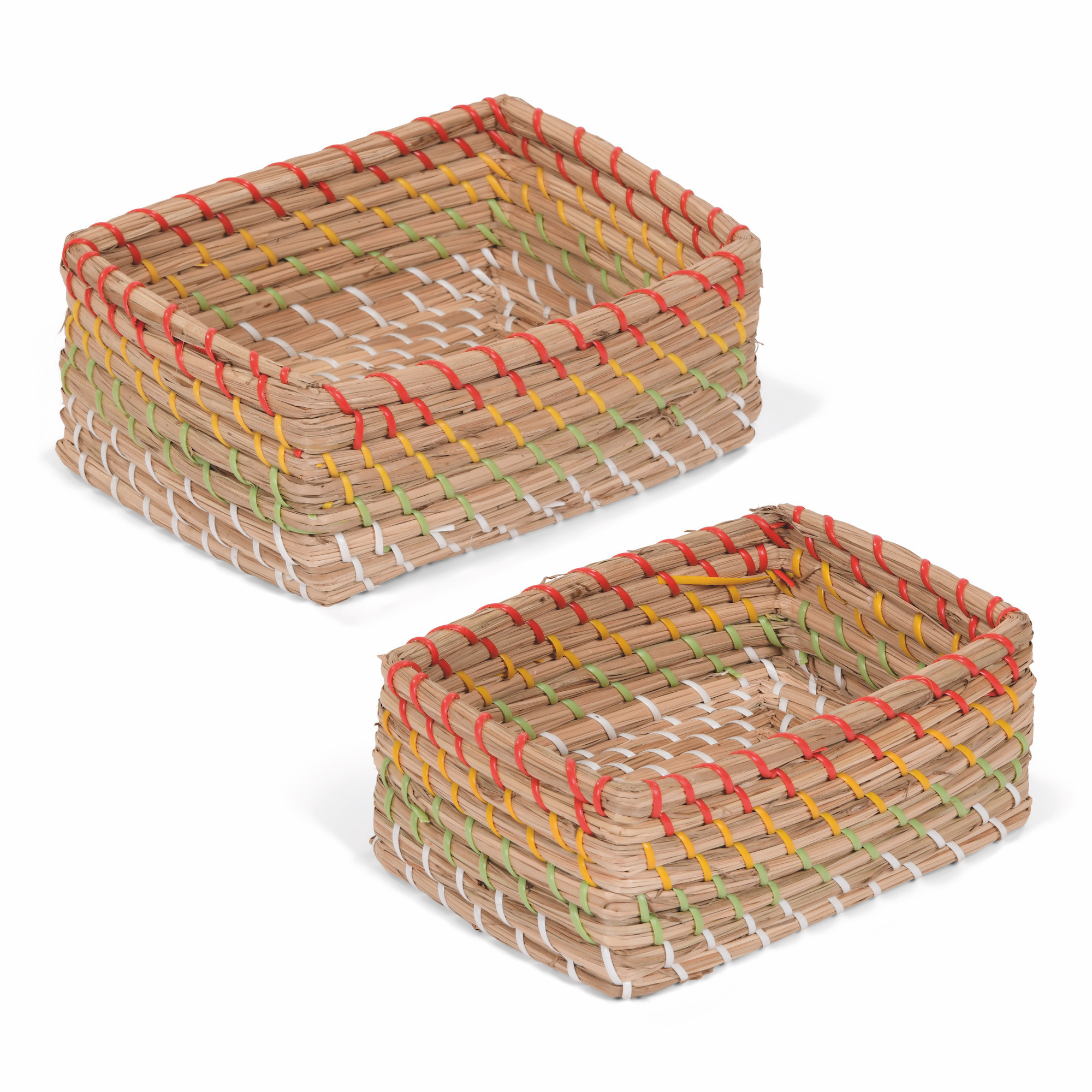 Set of Rectangular Multi Striped Baskets
