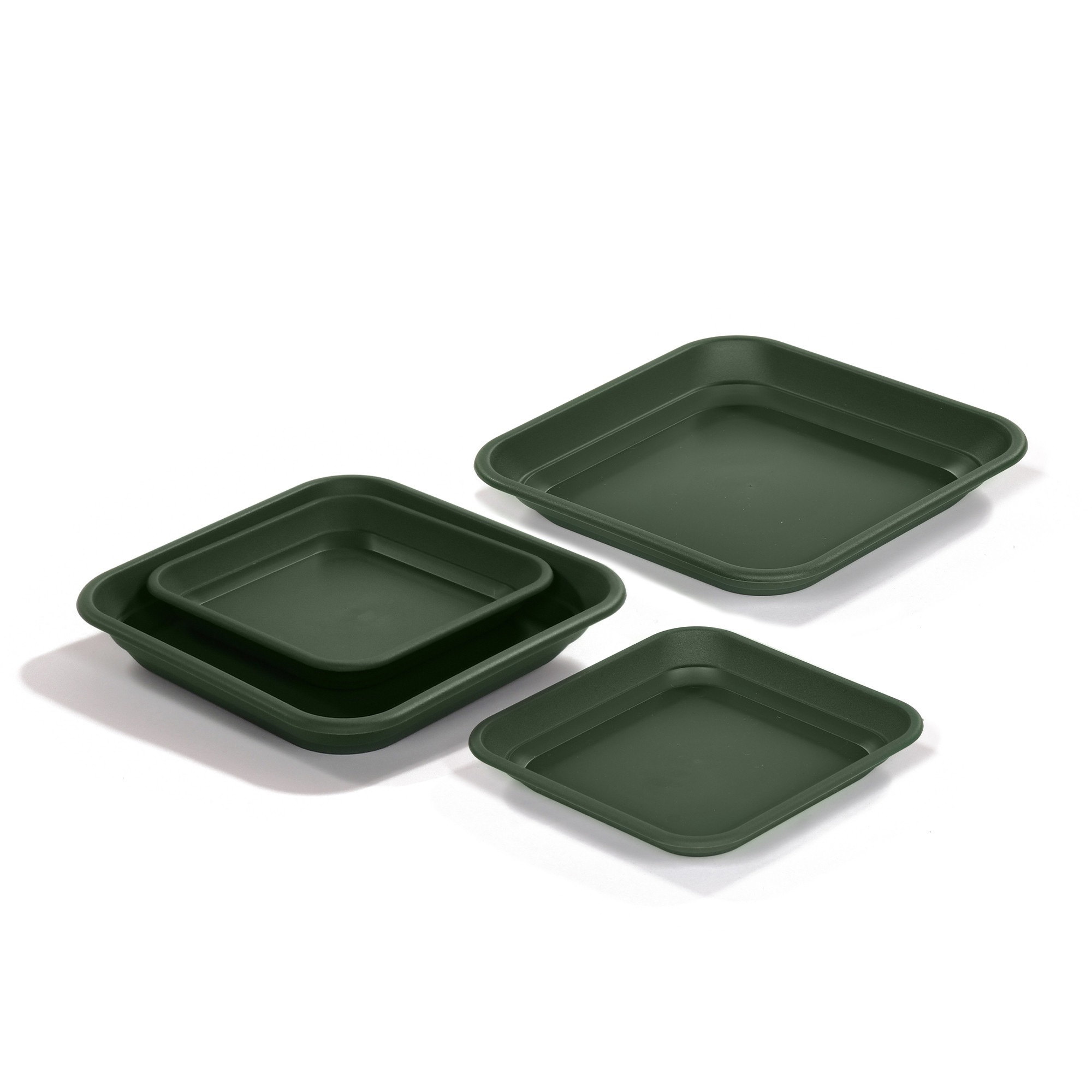 Set of Green Square Trays