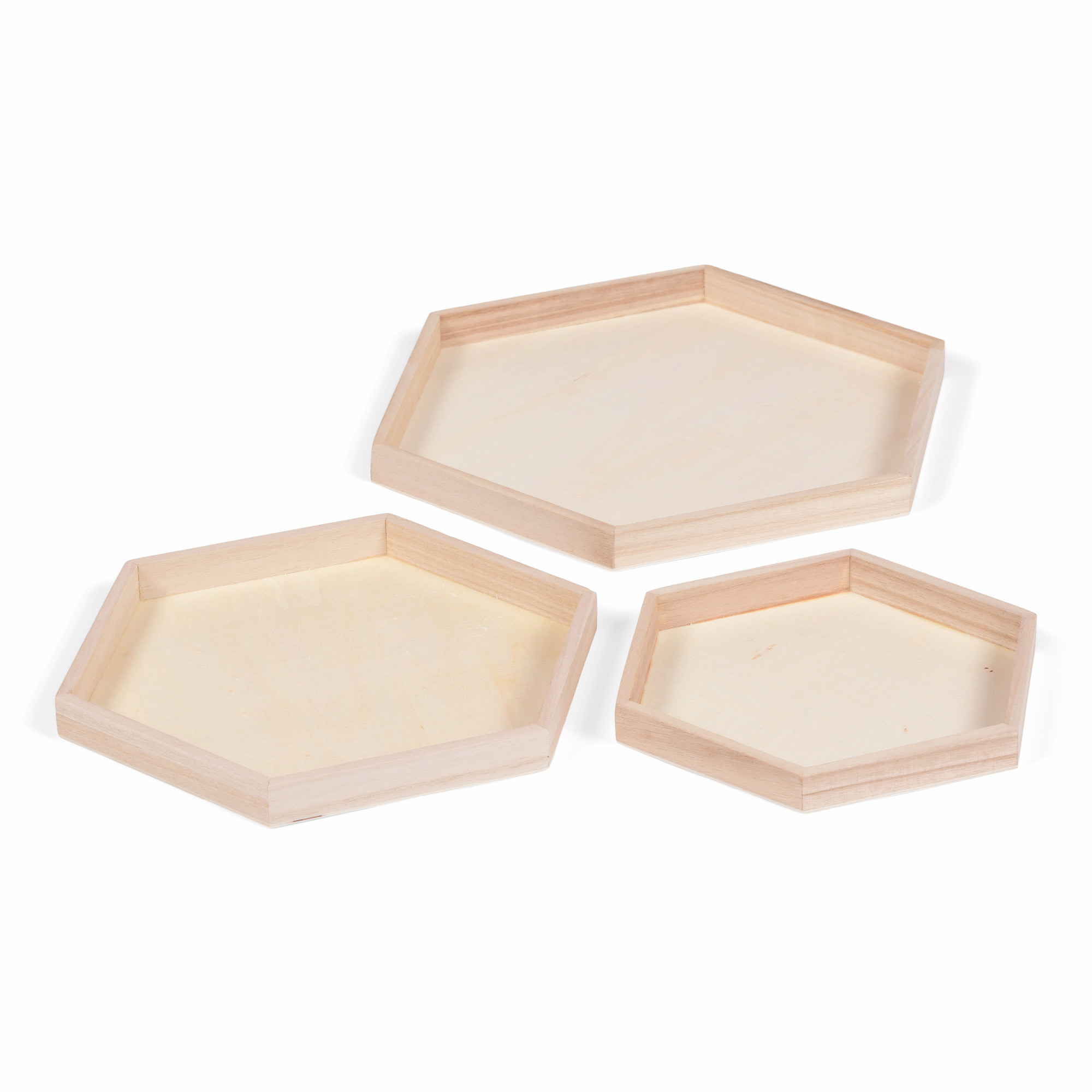 Set of Hexagonal Wooden Play Trays