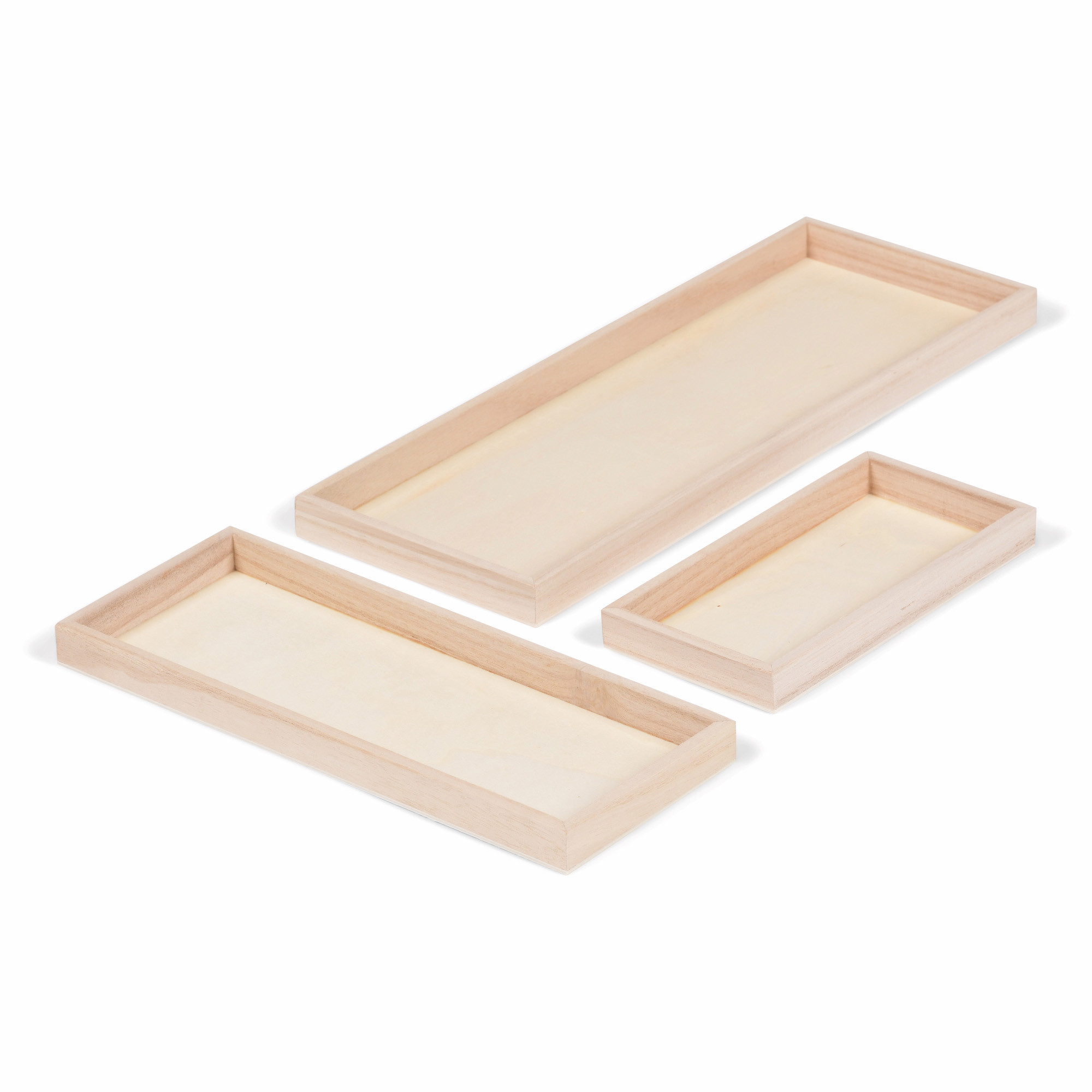 Set of Rectangular Wooden Play Trays